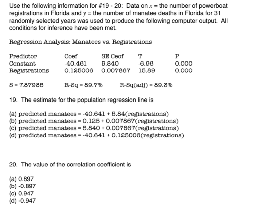 Solved Use the following information for #19 - 20: Data on x | Chegg.com