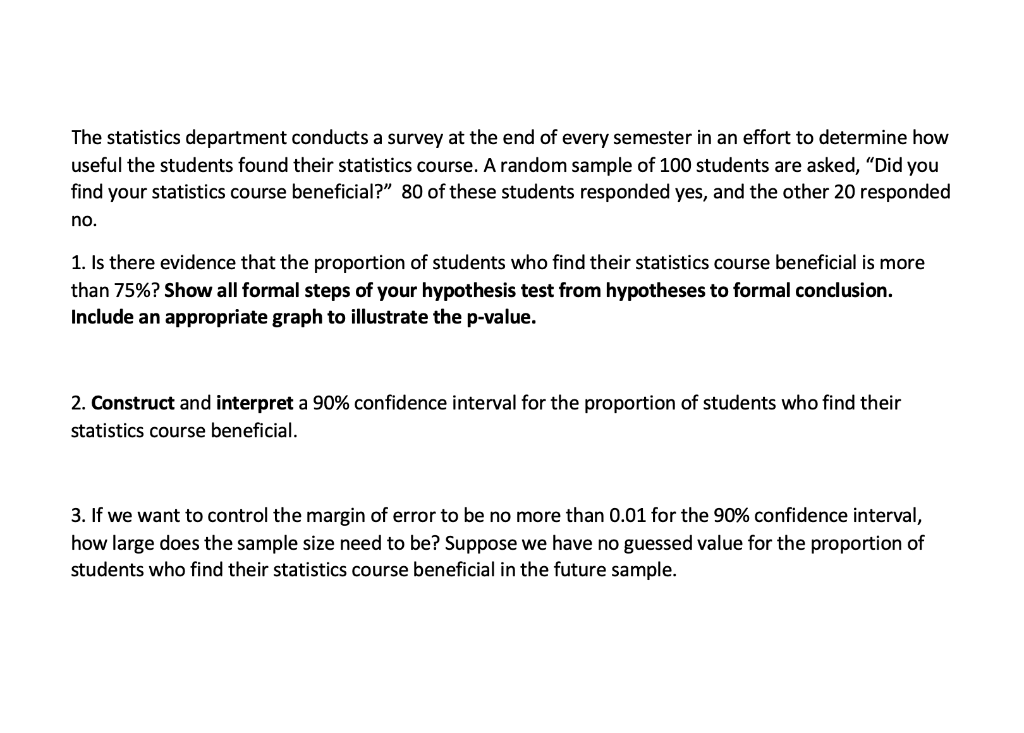 Solved The statistics department conducts a survey at the | Chegg.com