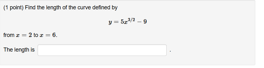Solved (1 ﻿point) ﻿Find the length of the curve defined | Chegg.com