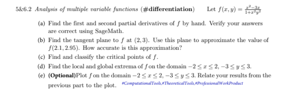 5&6.2 ﻿Analysis of multiple variable functions | Chegg.com