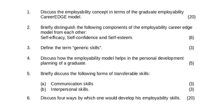 Solved 1. Discuss the employability concept in terms of the | Chegg.com