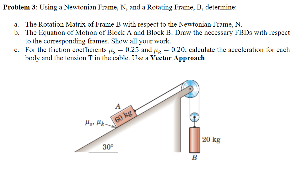Solved Problem 3: Using a Newtonian Frame, N, and a Rotating | Chegg.com