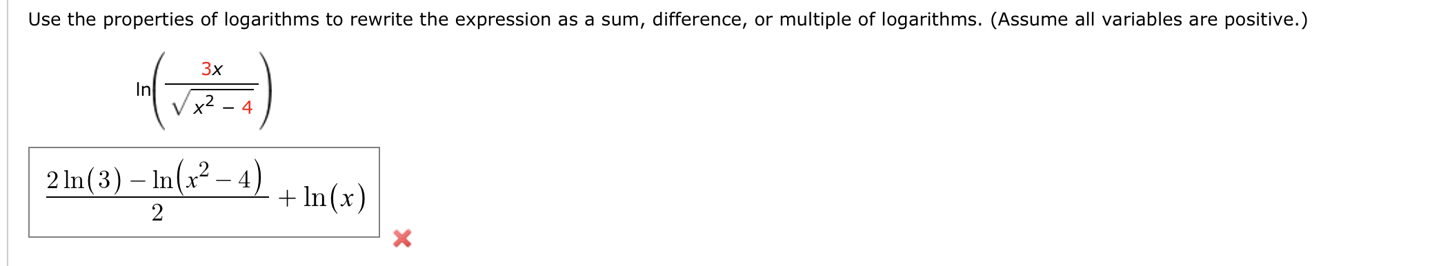 Solved Use the properties of logarithms to rewrite the | Chegg.com