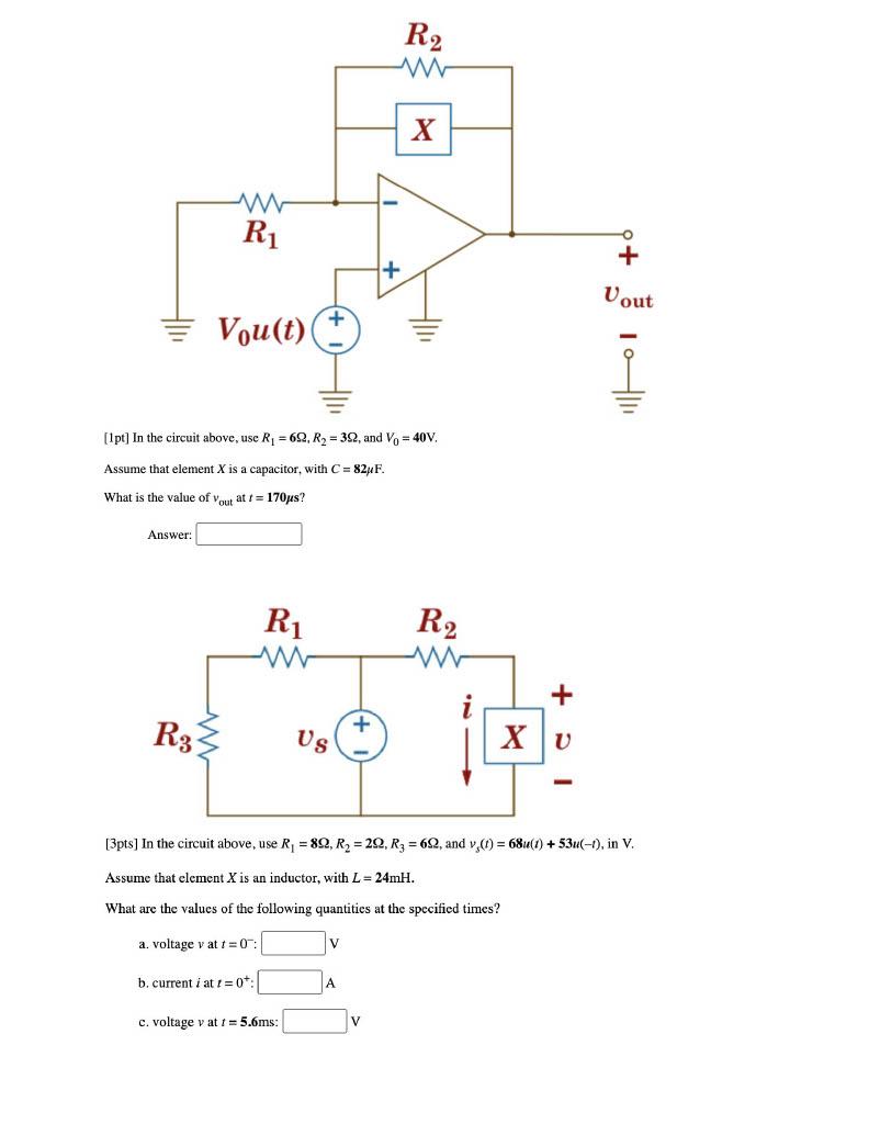 Solved R1 R2 + VX Us - [4pts] In the circuit above, use R1 = | Chegg.com
