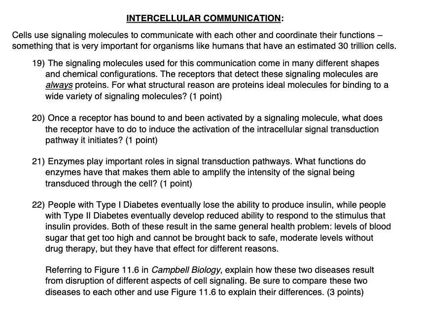 Solved INTERCELLULAR COMMUNICATION: Pells use signaling | Chegg.com