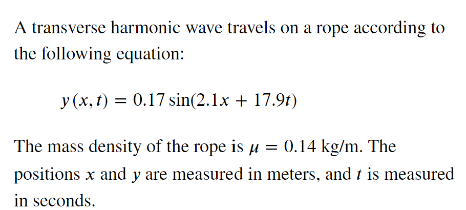 Solved A transverse harmonic wave travels on a rope | Chegg.com