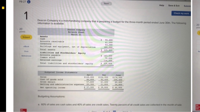Solved P8-27 0 Help Save & Exit Submit Check my work | Chegg.com