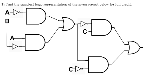 Solved 1) Find the simplest logic representation of the | Chegg.com