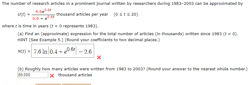 Solved The number of research articles in a prominent | Chegg.com