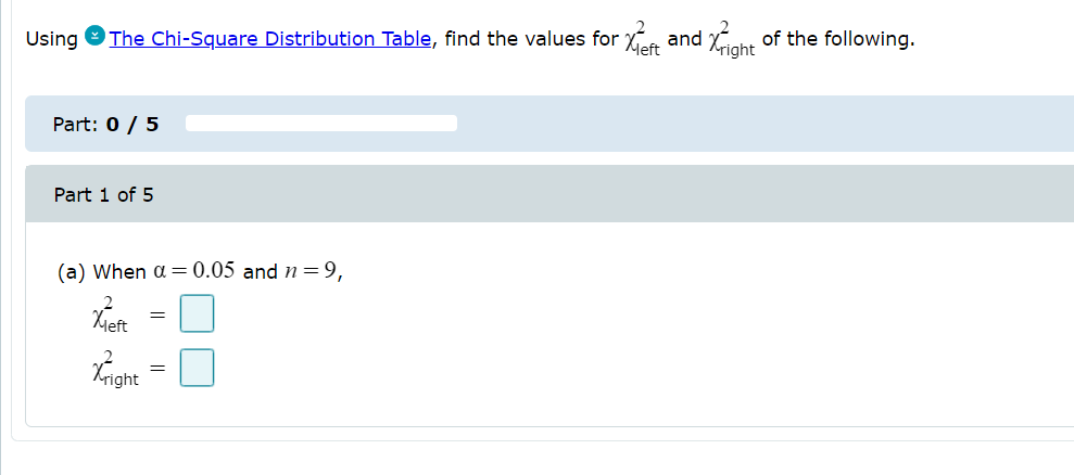Solved Using ≅ The Chi-Square Distribution Table, find the | Chegg.com