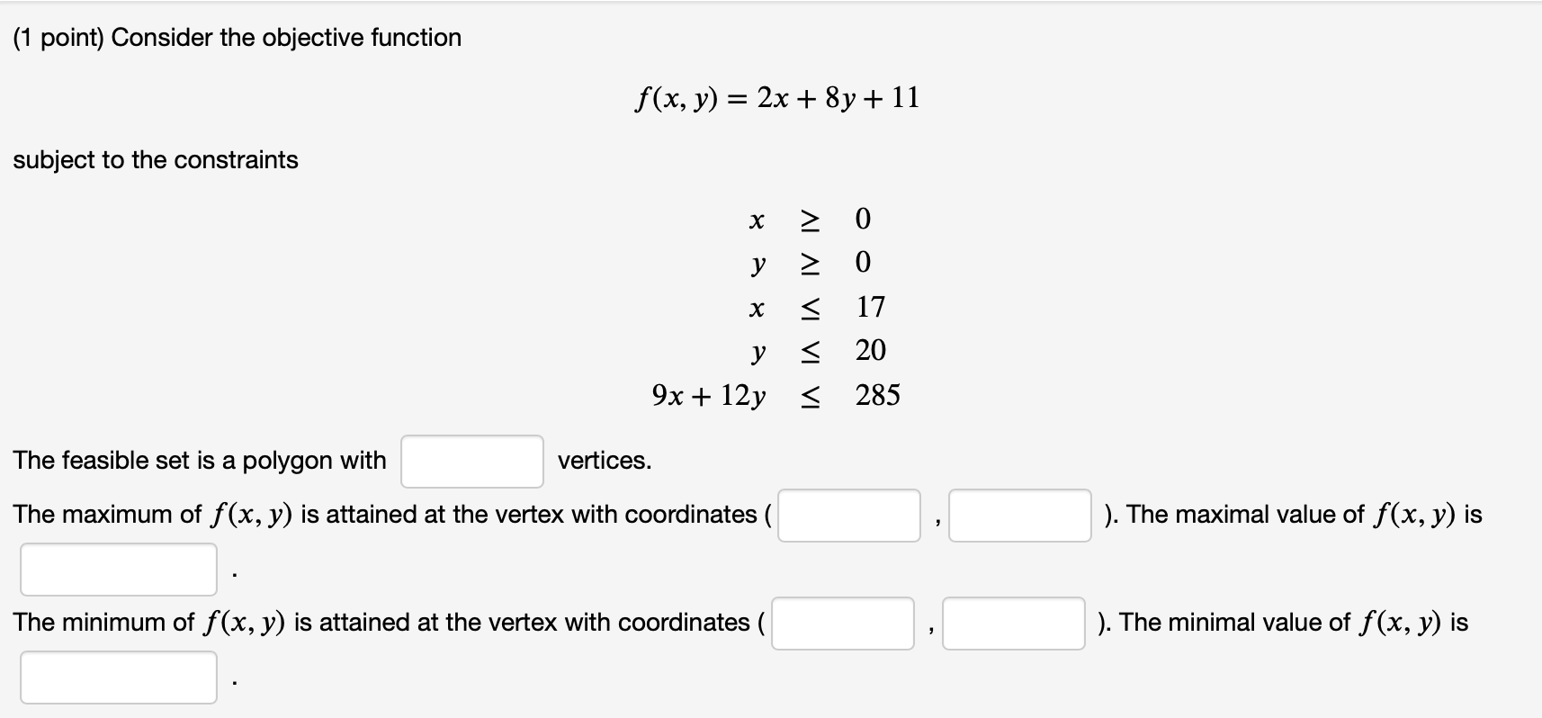 Solved 1 Point Consider The Objective Function F X Y