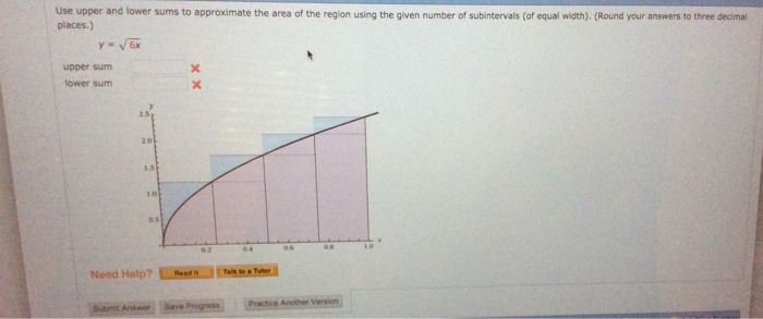 Solved Use upper and lower sums to approximate the area of | Chegg.com