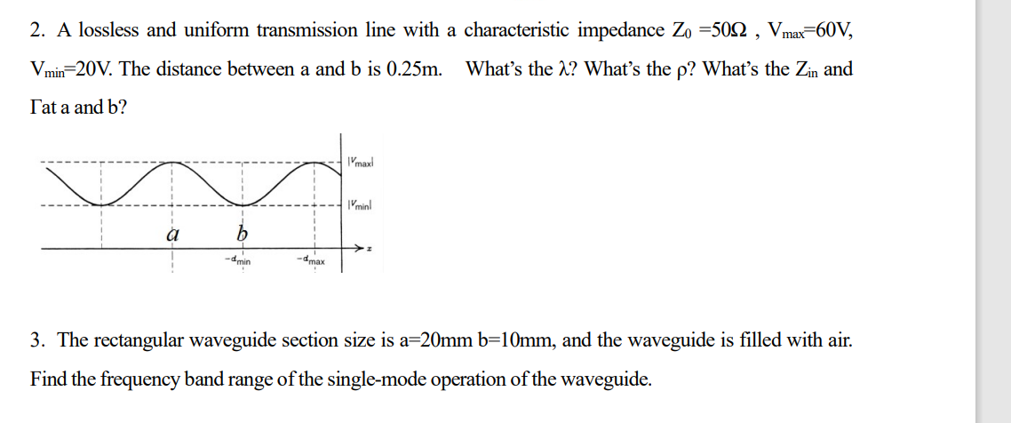 Solved 2. A lossless and uniform transmission line with a | Chegg.com