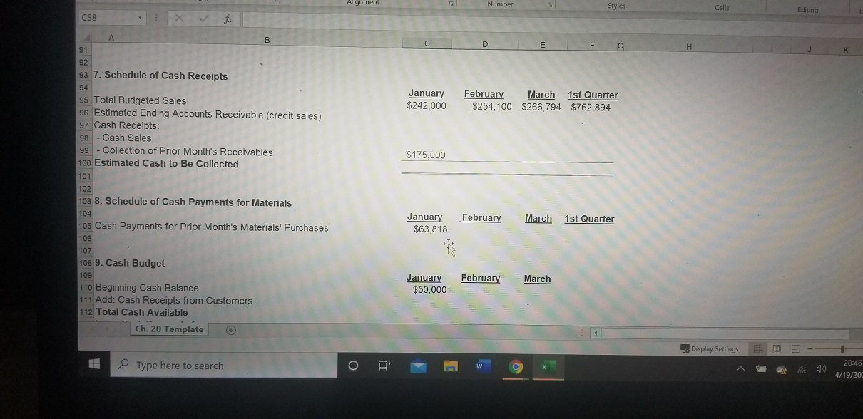 Solved Locor Alignment Number Styles Cells Editing F G 4 | Chegg.com