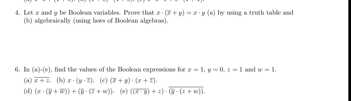 Solved 4. Let x and y be Boolean variables. Prove that | Chegg.com