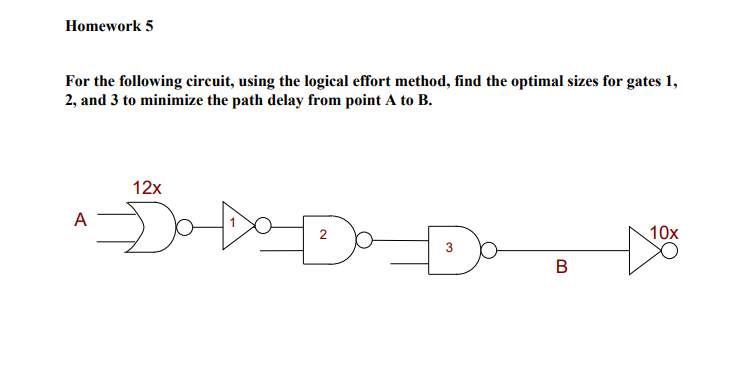 Solved For the following circuit, using the logical effort | Chegg.com
