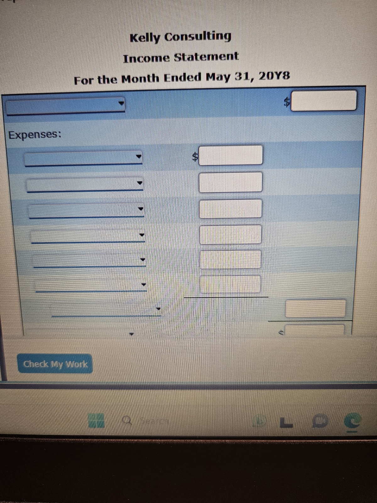 Kelly Consulting Income Statement For the Month Ended | Chegg.com
