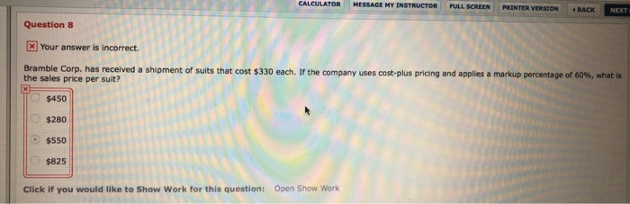 Solved CALCULATOR MESSAGE MY INSTRUCTOR FULL SCREEN PRINTER | Chegg.com