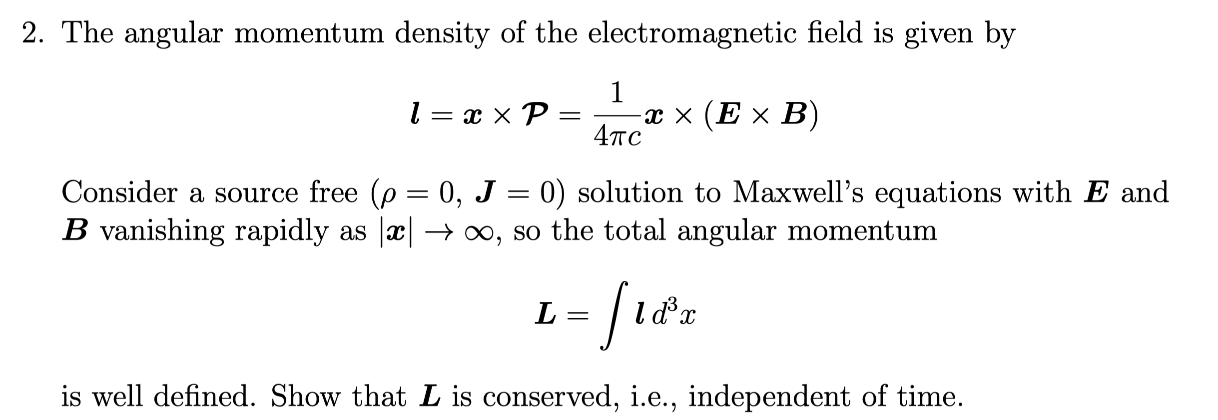 2. The angular momentum density of the | Chegg.com