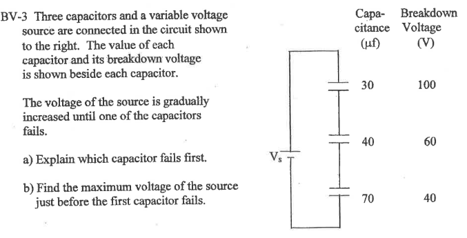 Solved BV-3 ﻿Three capacitors and a variable voltage source | Chegg.com