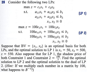 Solved 28 ﻿Consider the following two LPs:q,maxz=c1x1+c2x2 | Chegg.com