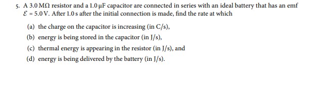 Solved A 3.0 ﻿M Ω ﻿resistor and a 1.0μF ﻿capacitor are | Chegg.com