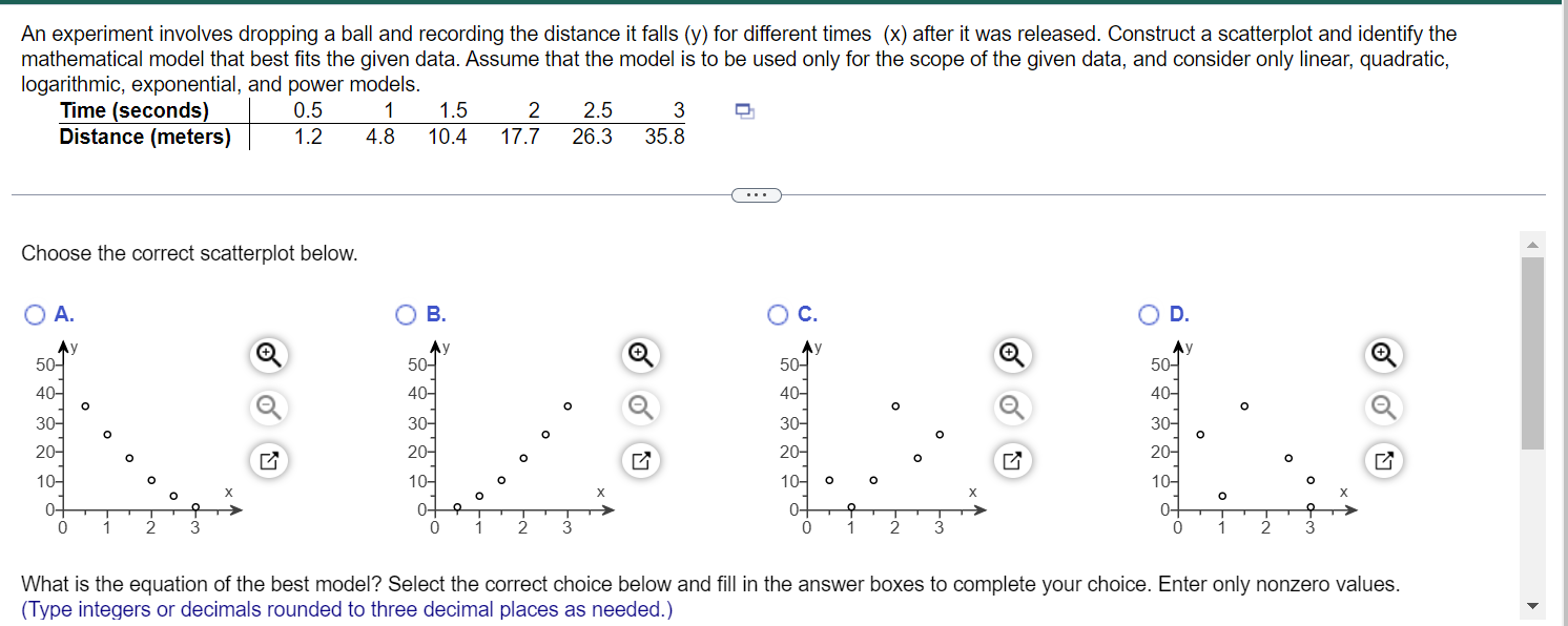 Solved An experiment involves dropping a ball and recording | Chegg.com