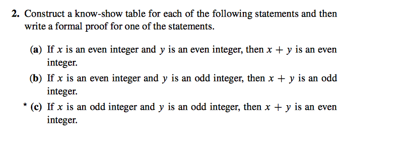 Solved 2. Construct a know-show table for each of the | Chegg.com