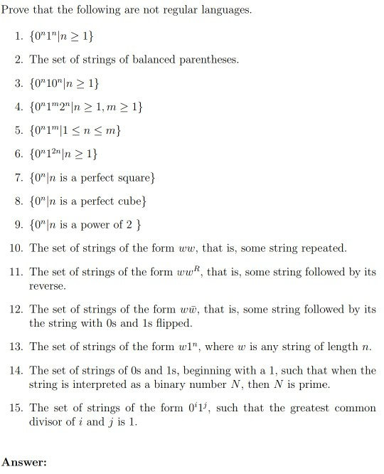 Solved Prove that the following are not regular languages | Chegg.com