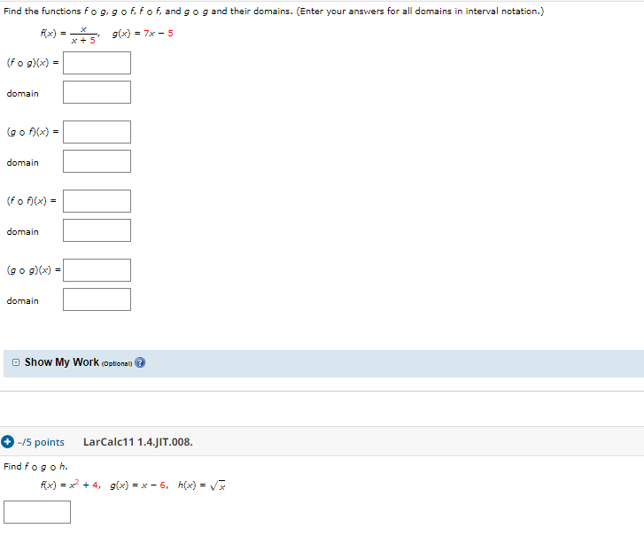 Solved Find the functions fog, gof, Fof, and go g and their | Chegg.com