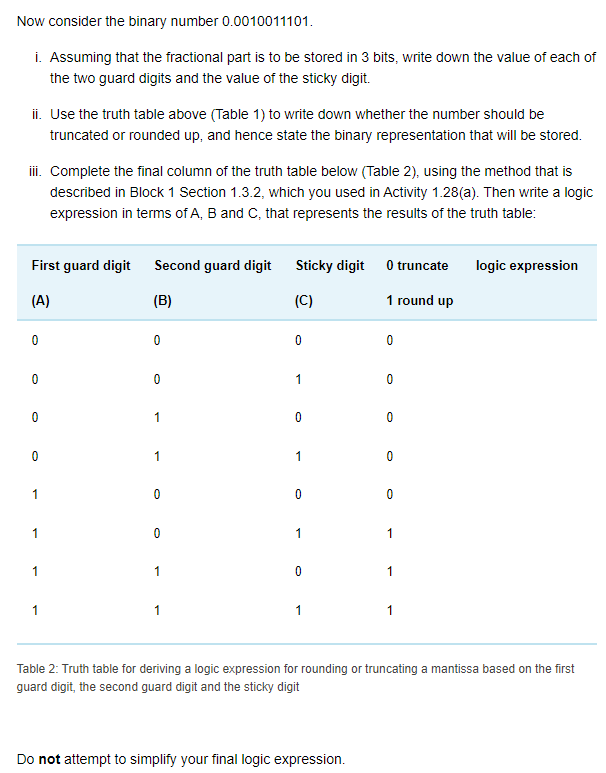 Solved C The Algorithm For Whether To Truncate Or Round Up