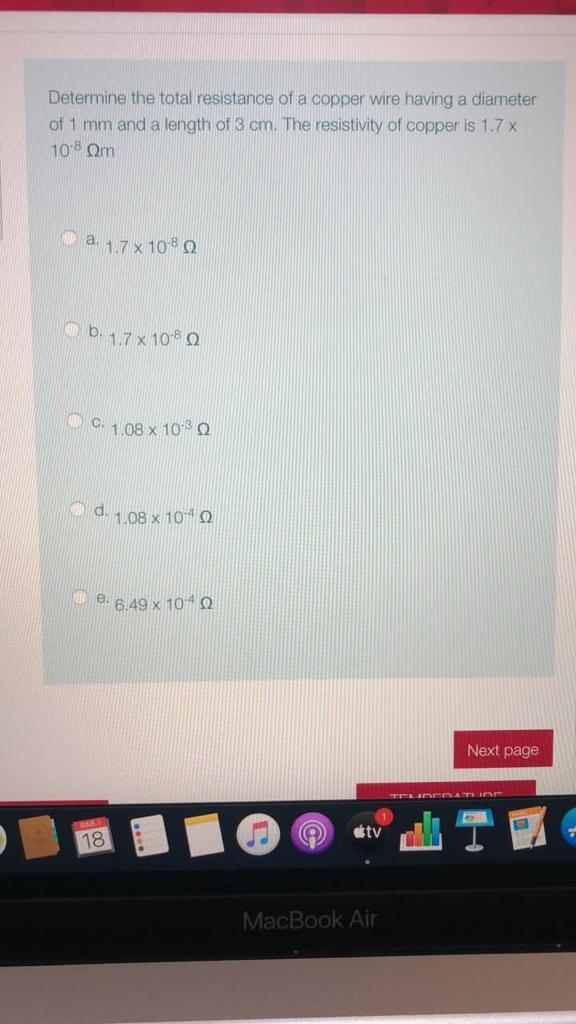 Solved Determine the total resistance of a copper wire | Chegg.com