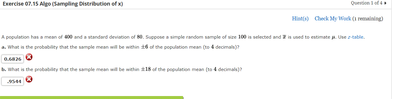 Solved Exercise 07.15 Algo (Sampling Distribution of x) | Chegg.com