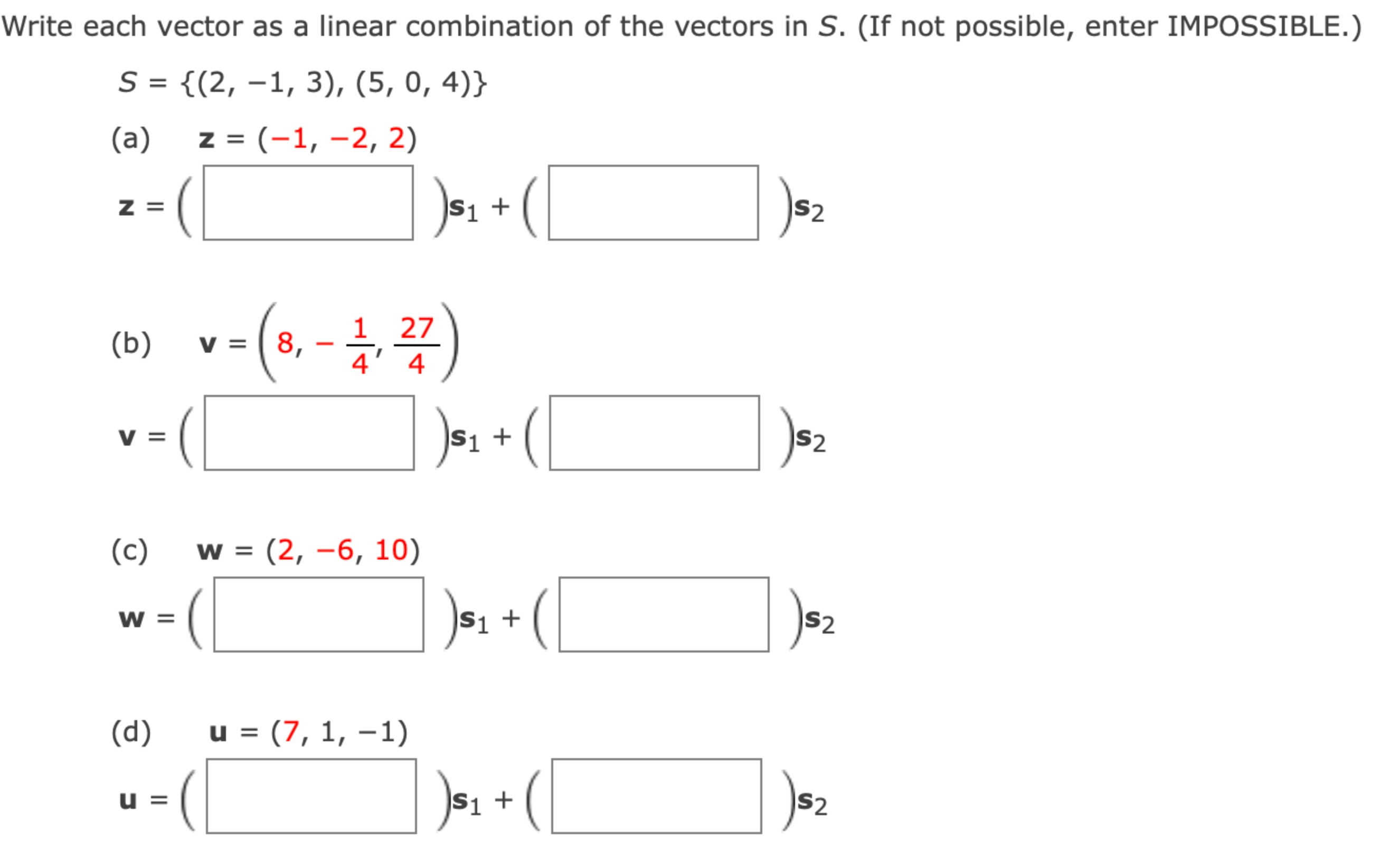 Solved Write each vector as a linear combination of the | Chegg.com