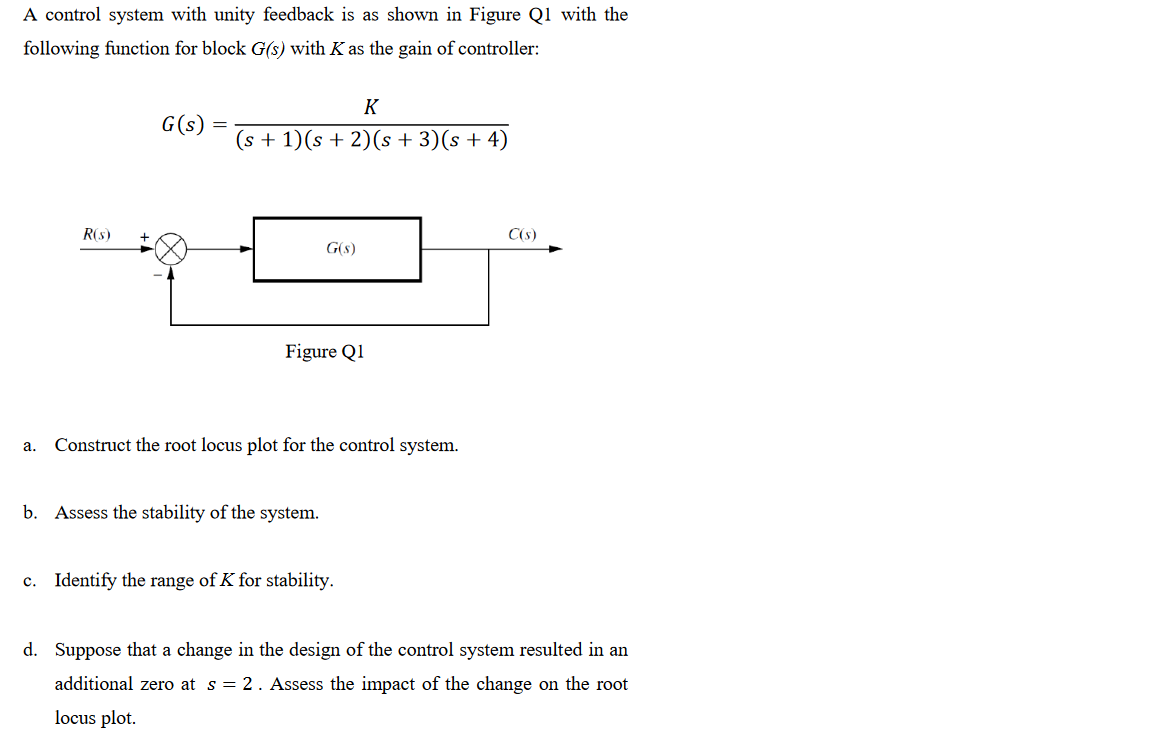 [Solved]: A control system with unity feedback is as shown