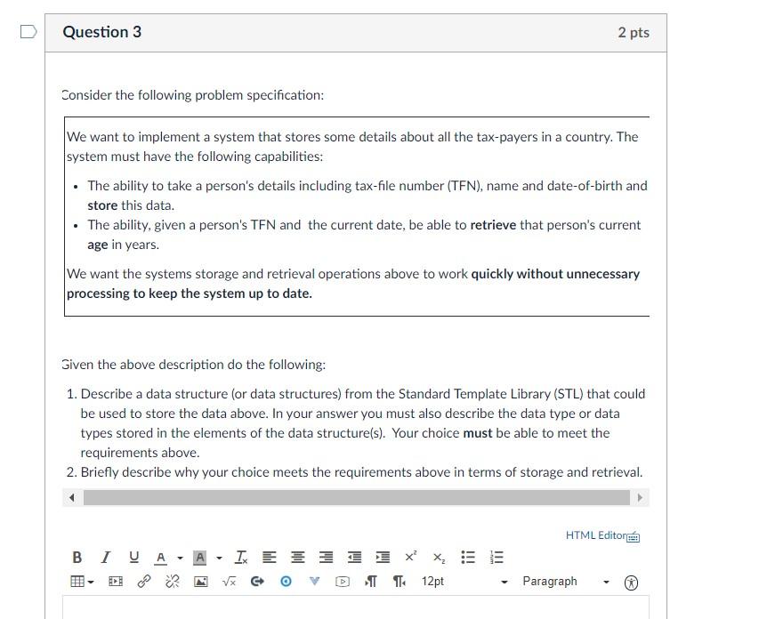 Solved Question 3 2 pts Consider the following problem | Chegg.com