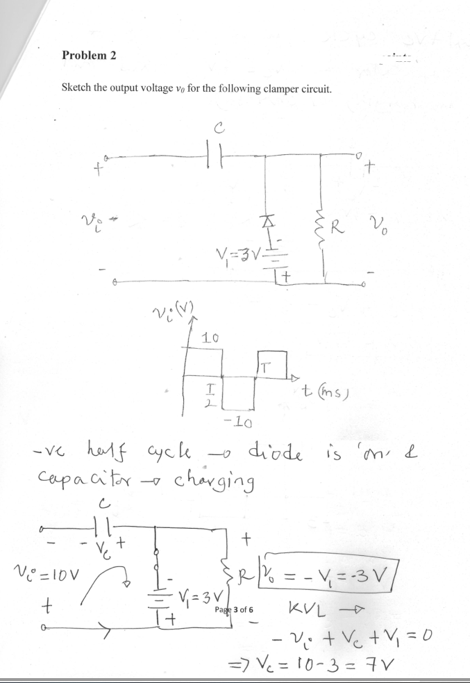Solved Problem 3 20 points Sketch the output voltage vo for | Chegg.com