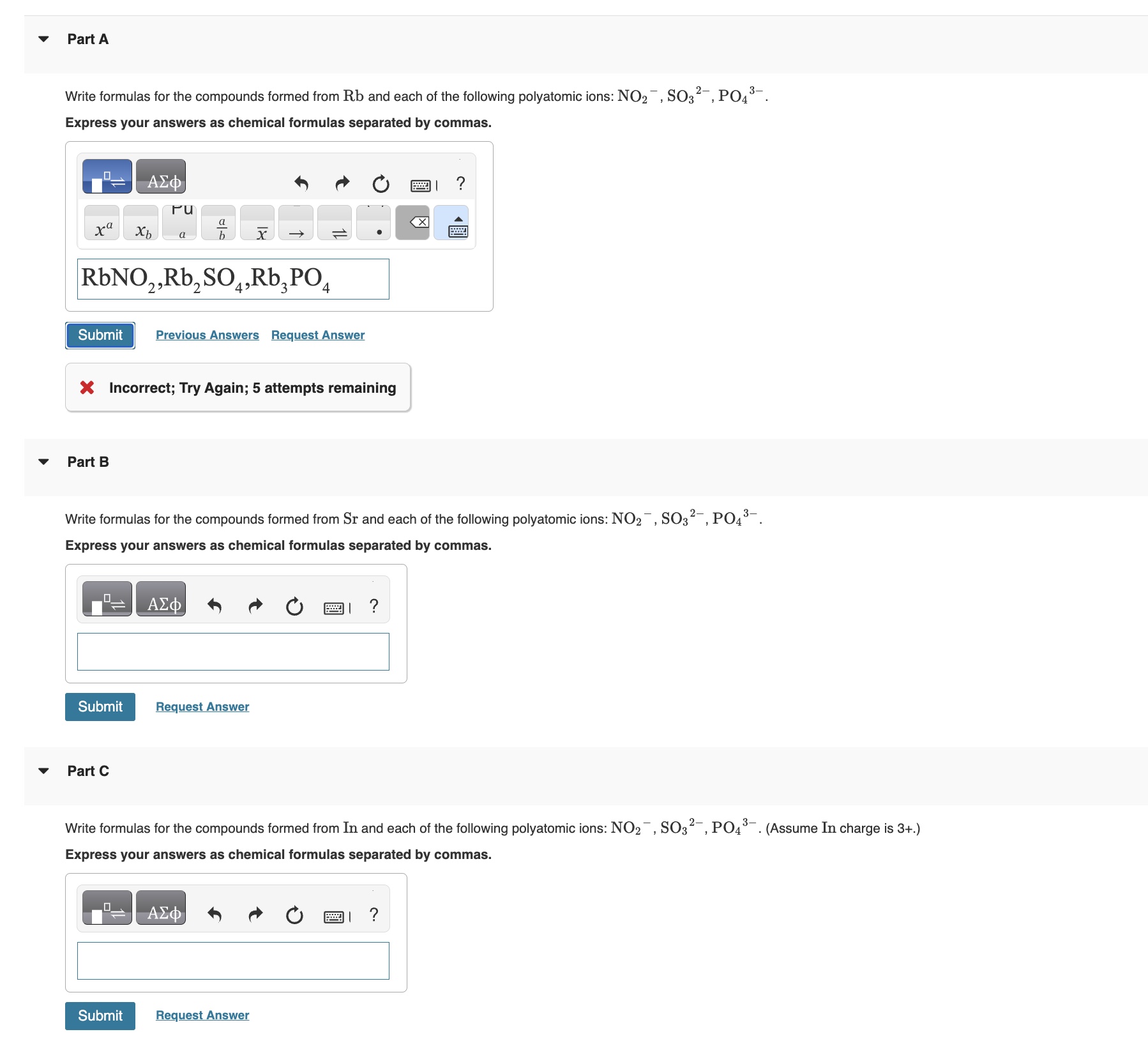 Solved Write formulas for the compounds formed from Rb and | Chegg.com