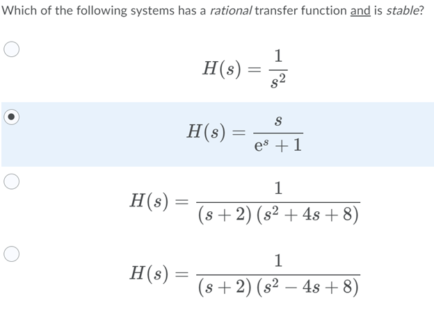 Solved Which of the following systems has a rational | Chegg.com