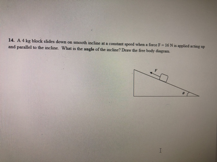 Solved 14. A 4 kg block slides down on smooth incline at a | Chegg.com
