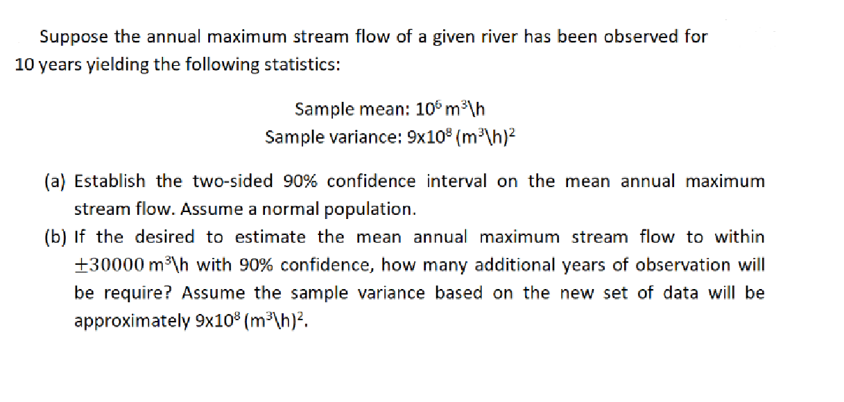 Solved Suppose the annual maximum stream flow of a given | Chegg.com