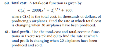 Solved 60. Total cost. A total cost function is given by | Chegg.com