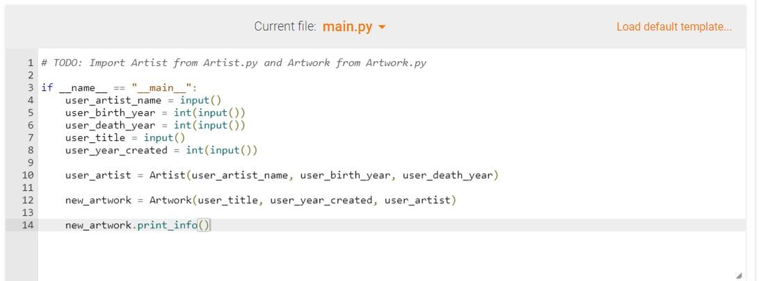 Solved Define the Artist class in Artist.py with a | Chegg.com