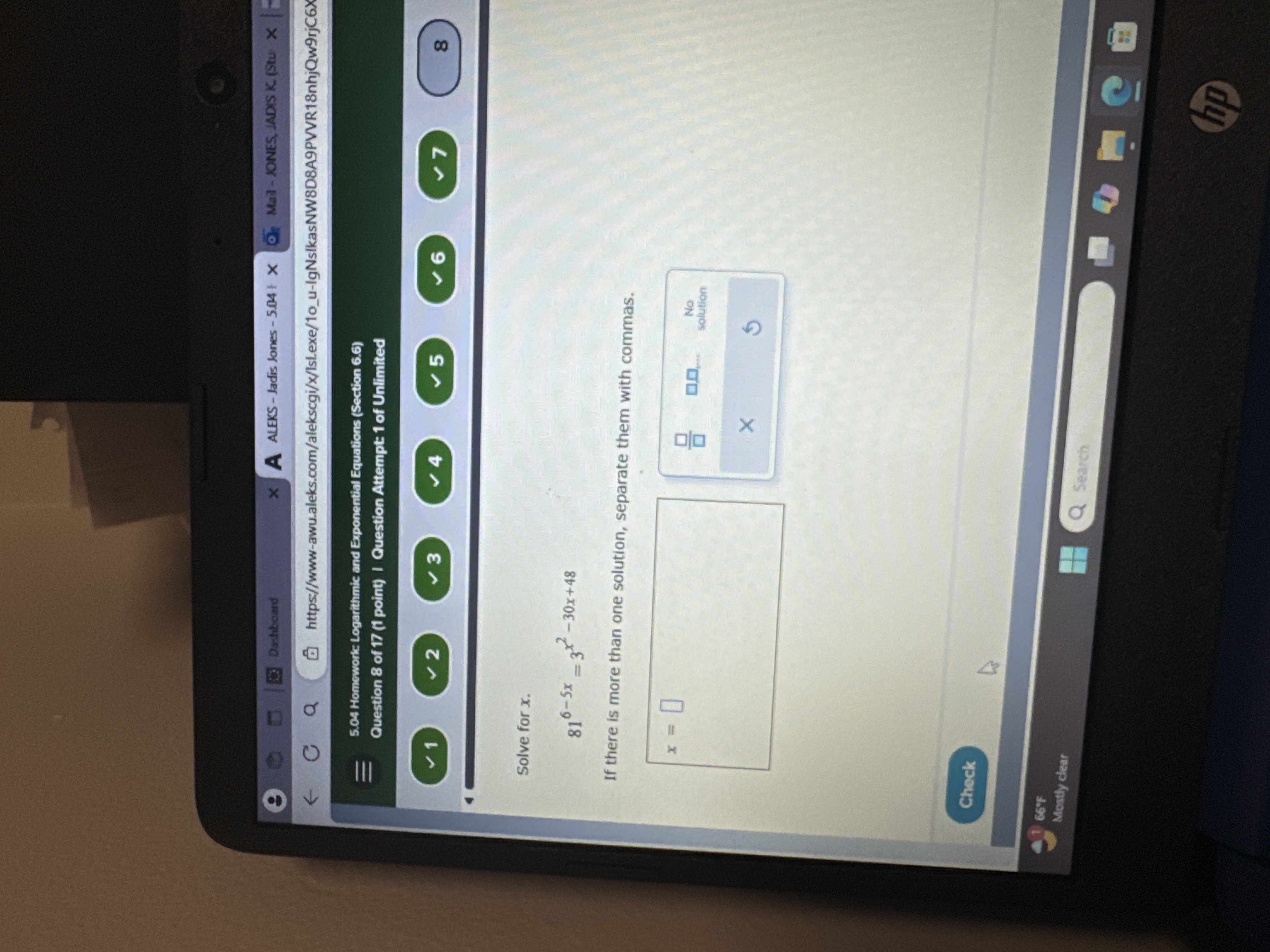 Solved Solve for x816-5x=3x2-30x+48If there is more than one | Chegg.com