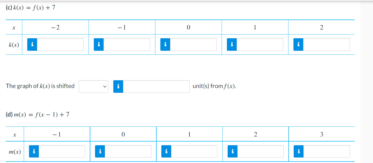 Solved Using the table below, complete the tables for g, h, | Chegg.com