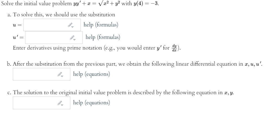 Solved Solve the initial value problem yy' + x = V x2 + y2 | Chegg.com