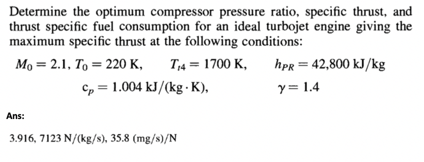 Solved Determine the optimum compressor pressure ratio, | Chegg.com