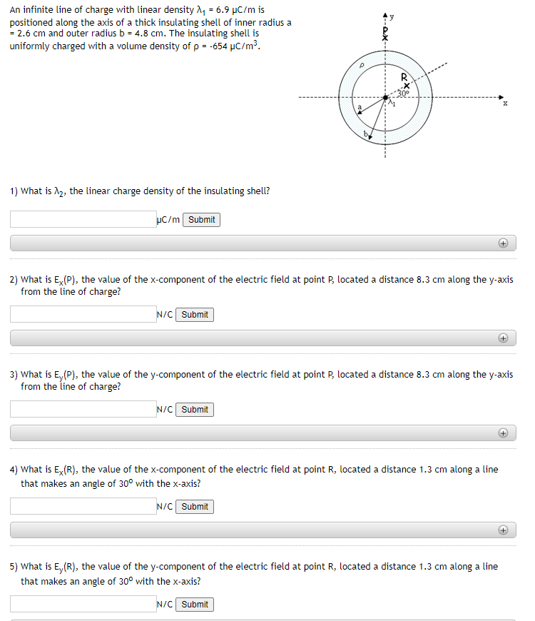 [Solved]: An infinite line of charge with linear density