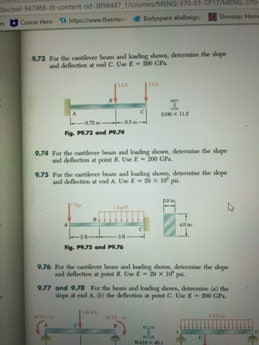 Solved For the cantilever beam and loading shown, determine | Chegg.com