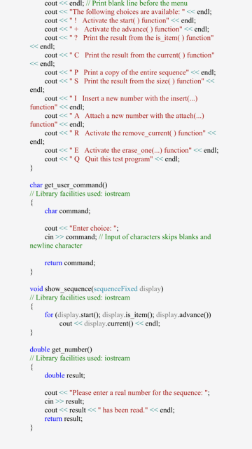 Solved Header File #include cstdlib> class sequenceFixed | Chegg.com